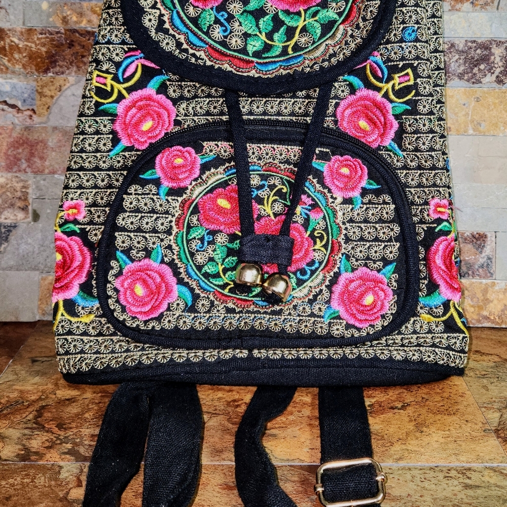 12" High Mexican Embroidered Full Size Backpack Beaut… - Gem